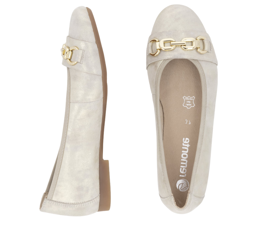 Balerini casual, dama, REMONTE, D0K10-90, crem, piele naturala – ada ...