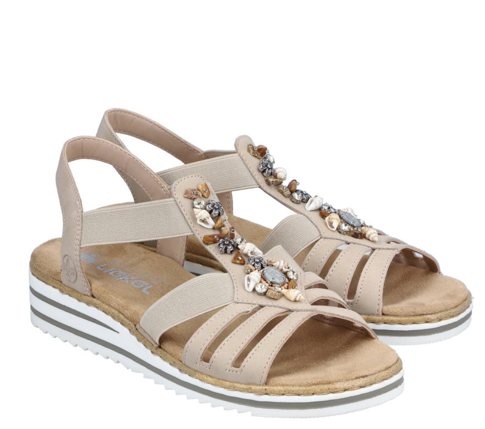 Sandale casual, dama, RIEKER, ANTISTRESS, V0649-62 bej, piele ecologic ...
