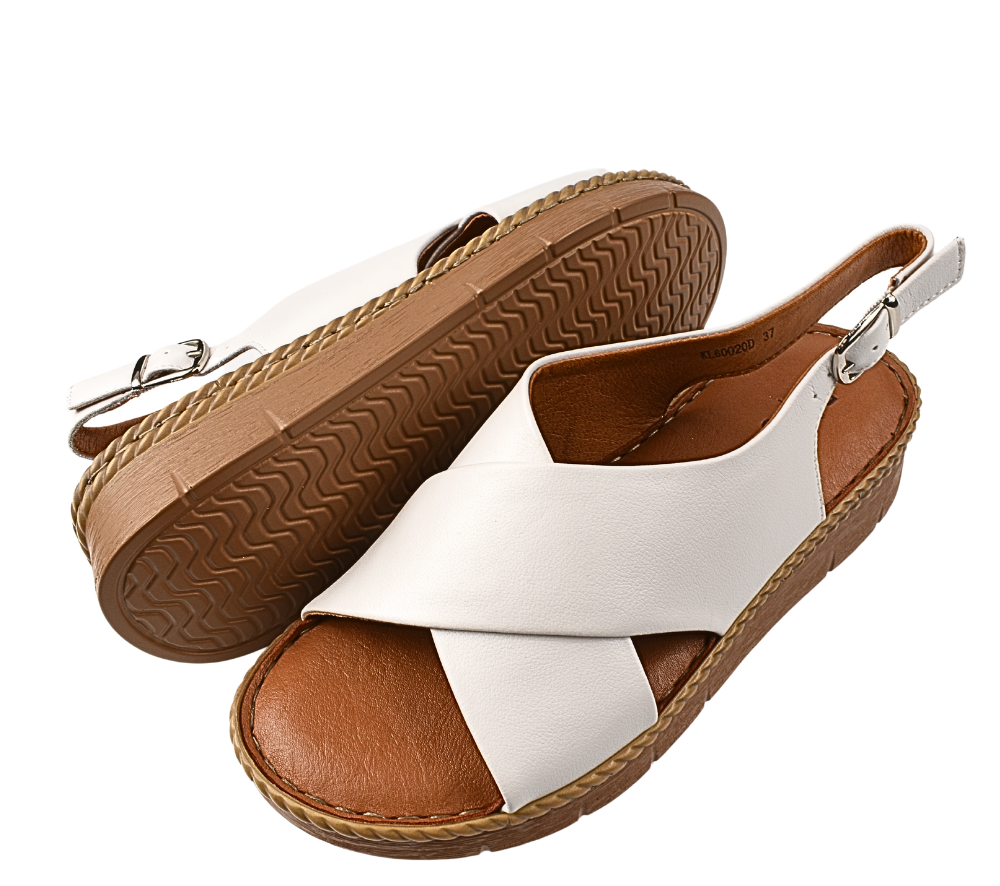 Sandale casual, dama, PASS COLLECTION, KL60020D alb, piele naturala ...