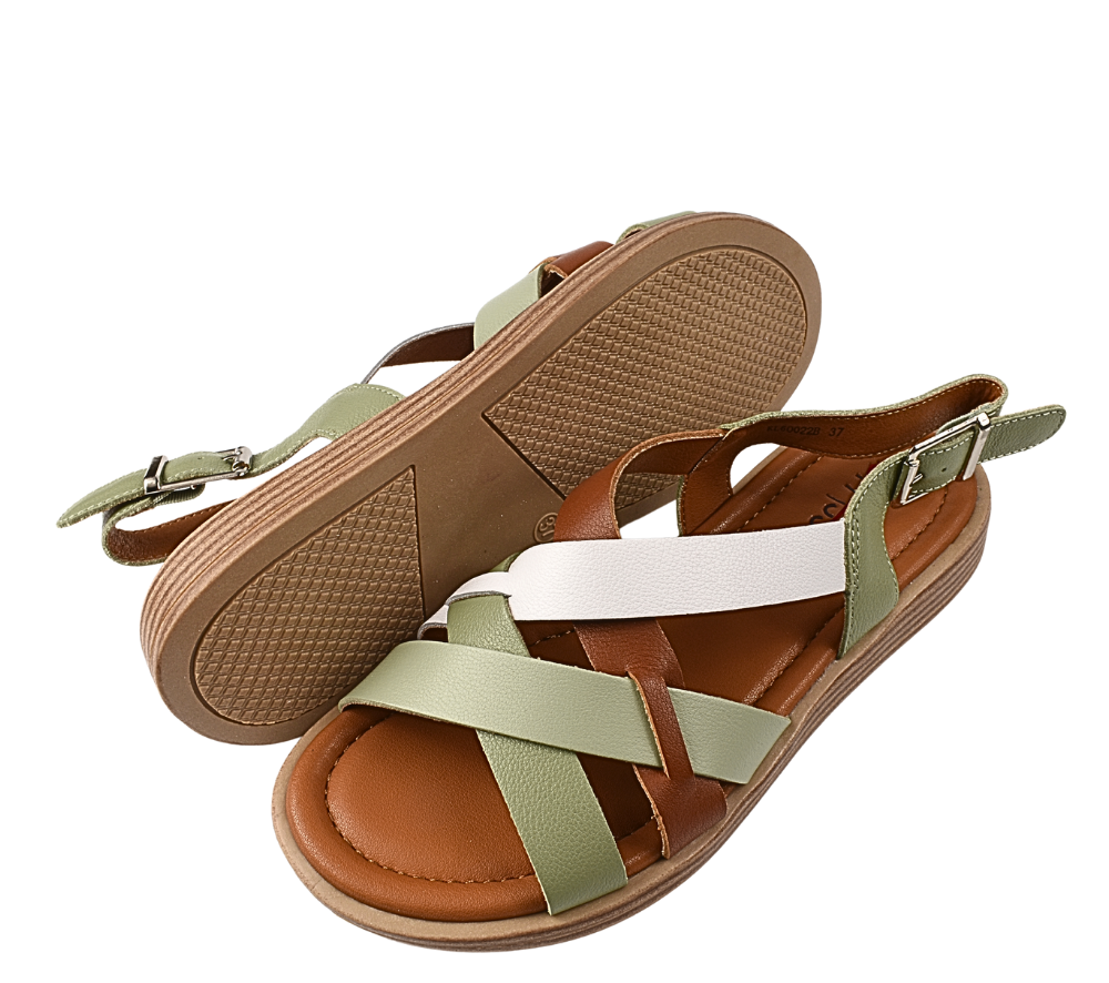 Sandale casual, dama, PASS COLLECTION, KL60022B verde, piele naturala ...