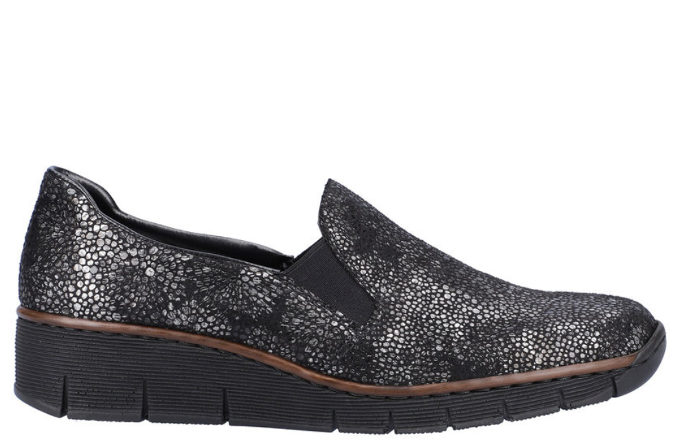 Pantofi casual, dama, RIEKER, ANTISTRESS, 53766-00 negru, piele ecolog ...